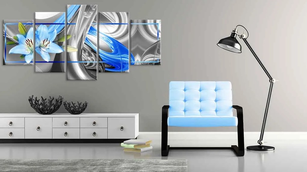 Abstraktní obraz lilie Blue Velikost (šířka x výška): 200x100 cm