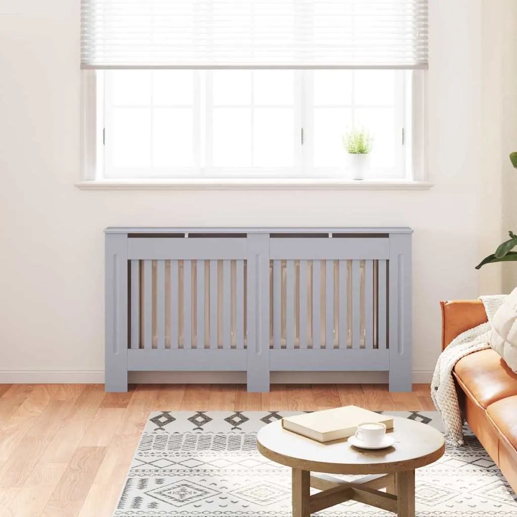 Kryt radiátoru 2 ks Šedá 152 x 19 x 81,5 cm Kompozitní dřevo 3403231