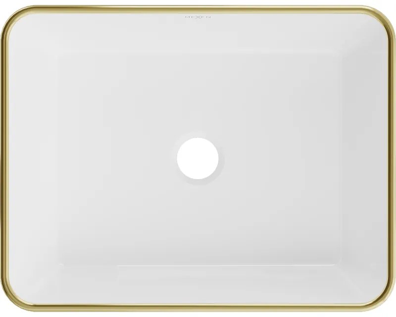 Mexen Catia umyvadlo na desku 48 x 37 cm, bílá/zlatý vzor káro - 21314809