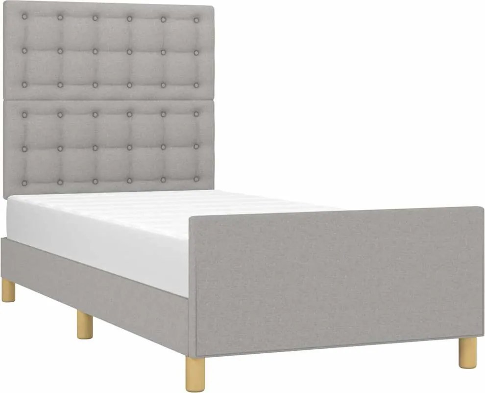 Rám postele s čelem světle šedý 90x190 cm textil 3125341