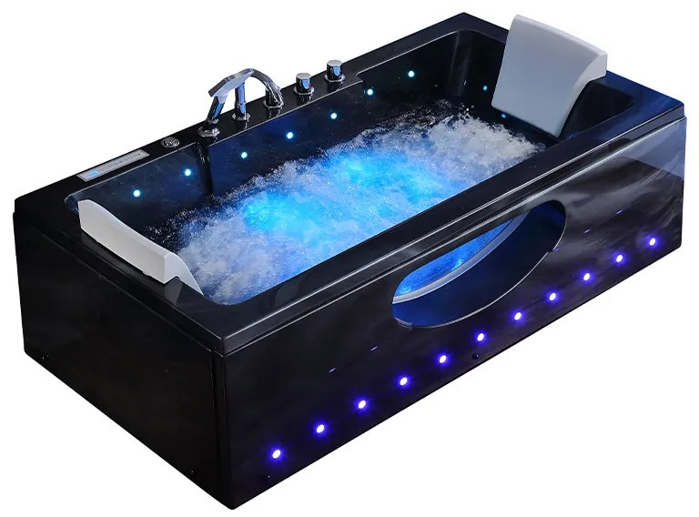 BPS-koupelny Hydromasážní vana HYD-IR933B-BL 160x84 ČERNÝ MRAMOR s ohřevem vody