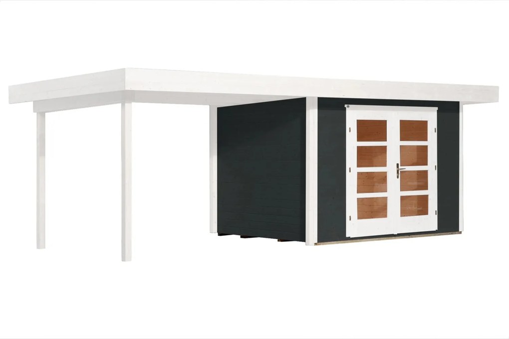 Weka Designový zahradní domek Komfort 126 Plus vel. 2 B antracitová 590 x 300 cm