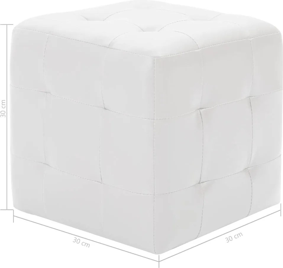 Taburety 2 ks bílé 30 x 30 x 30 umělá kůže 278389