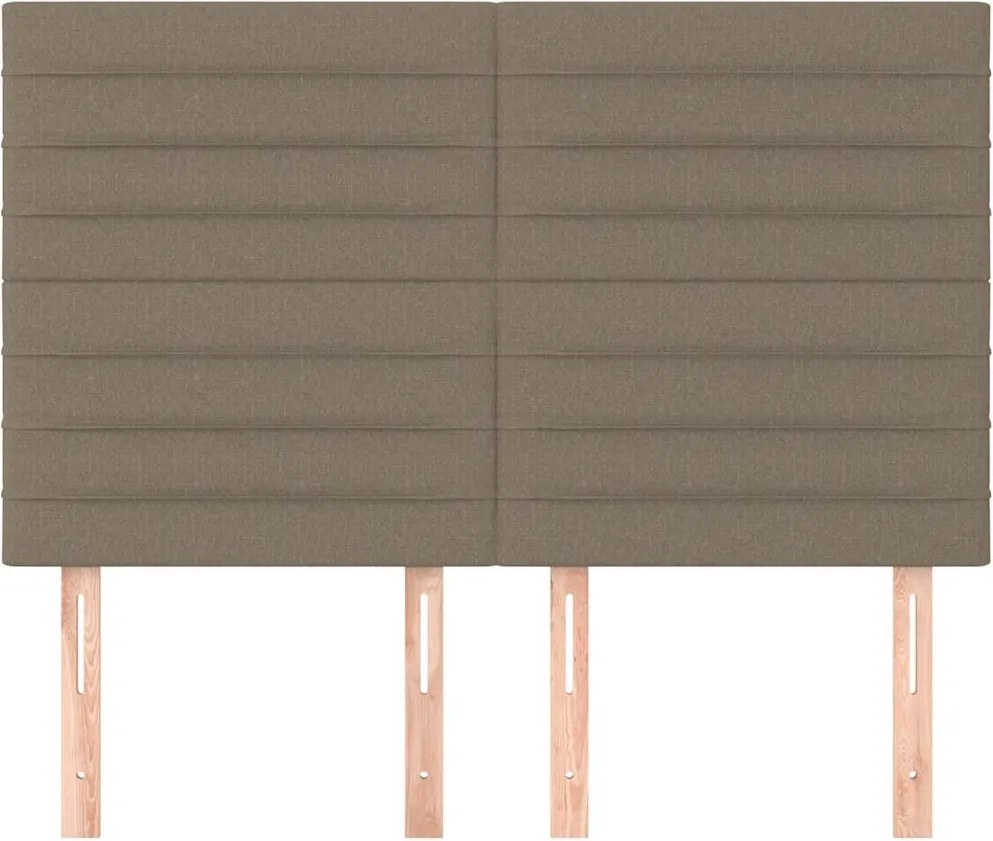 Čelo postele béžové 144x5x118/128 cm látkové 3116474