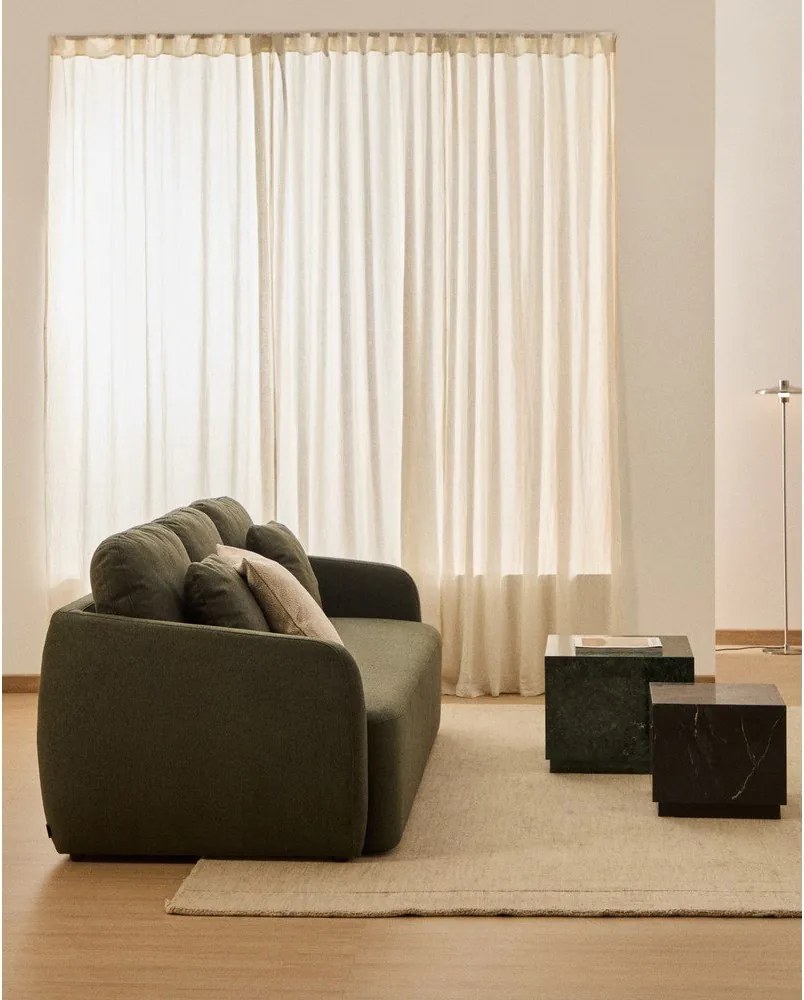 Tmavě zelená žinylková rozkládací pohovka 218 cm Laira – Kave Home
