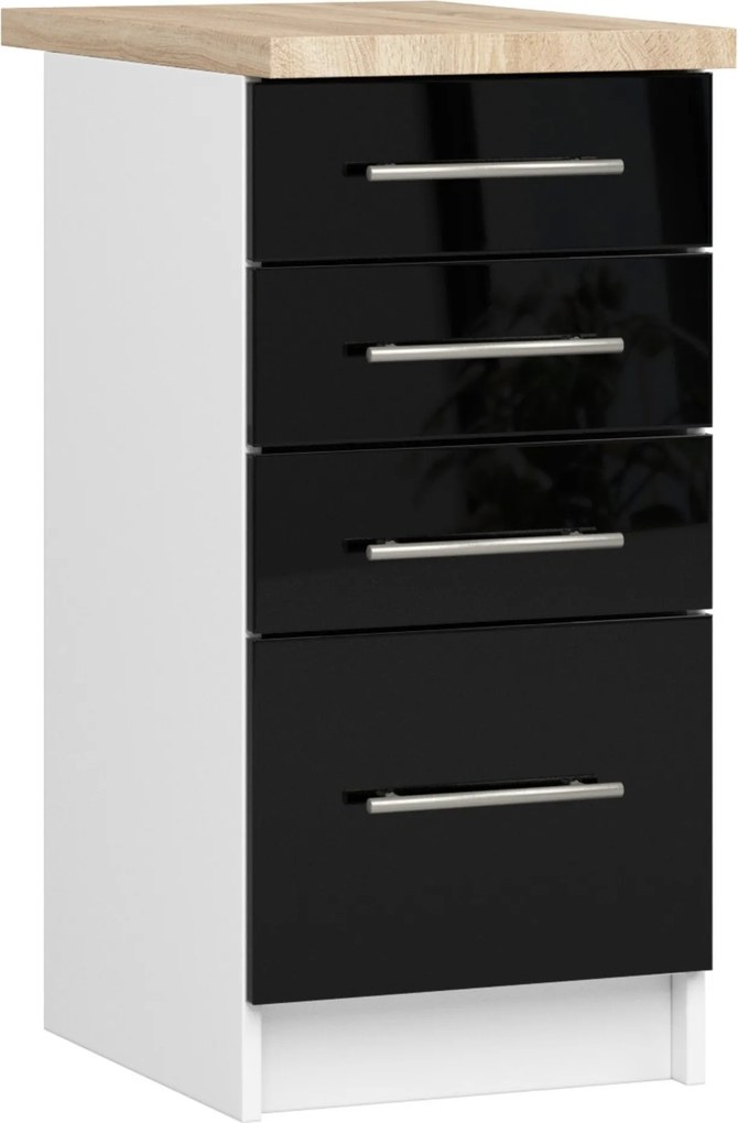 Kuchyňská skříňka Olivia S40 SZ4 bílá/černý lesk