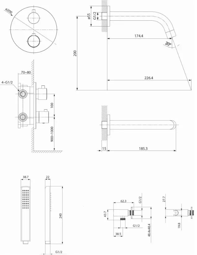 Cersanit Zen, podomítková vanová souprava s ruční sprchovou hlavicí, chromová, S952-034