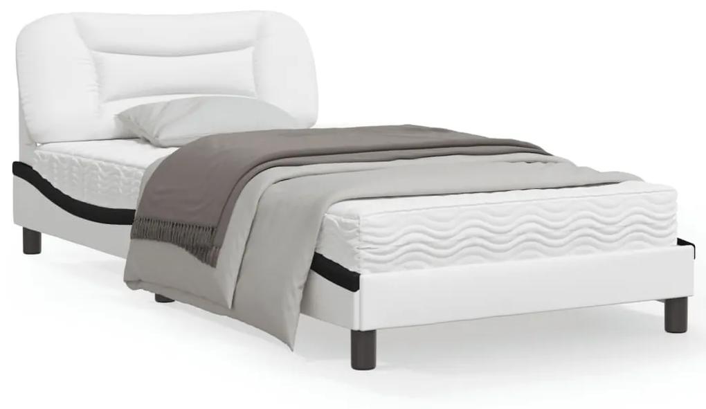 vidaXL Rám postele s čelem bílý a černý 100 x 200 cm umělá kůže