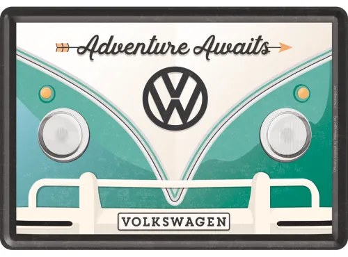 Postershop Plechová pohlednice - VW Bulli  (Adventure Awaits)