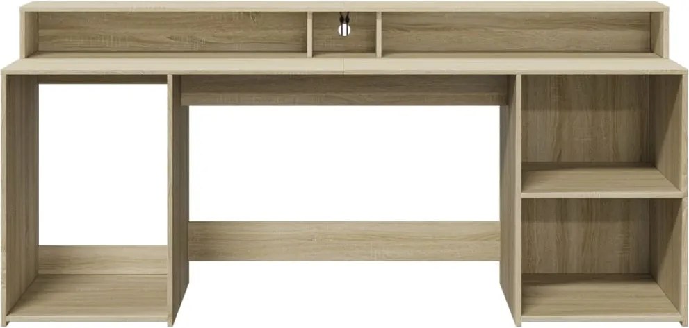 Psací stůl s LED dub sonoma 200 x 55 x 91 cm kompozitní dřevo 3309440