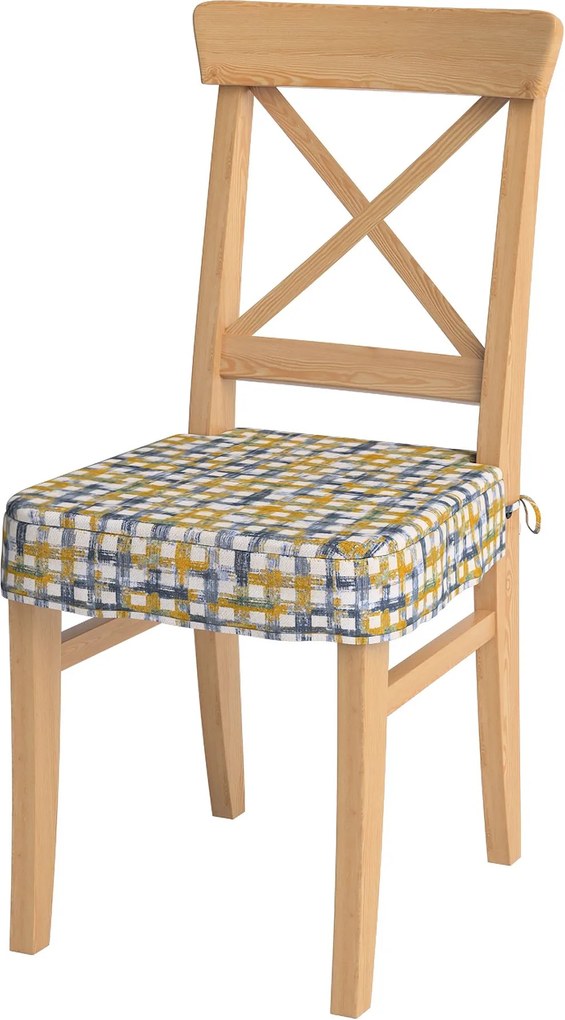 Sedák na židli IKEA Ingolf barva modrá látka pletený vzor, vzorované