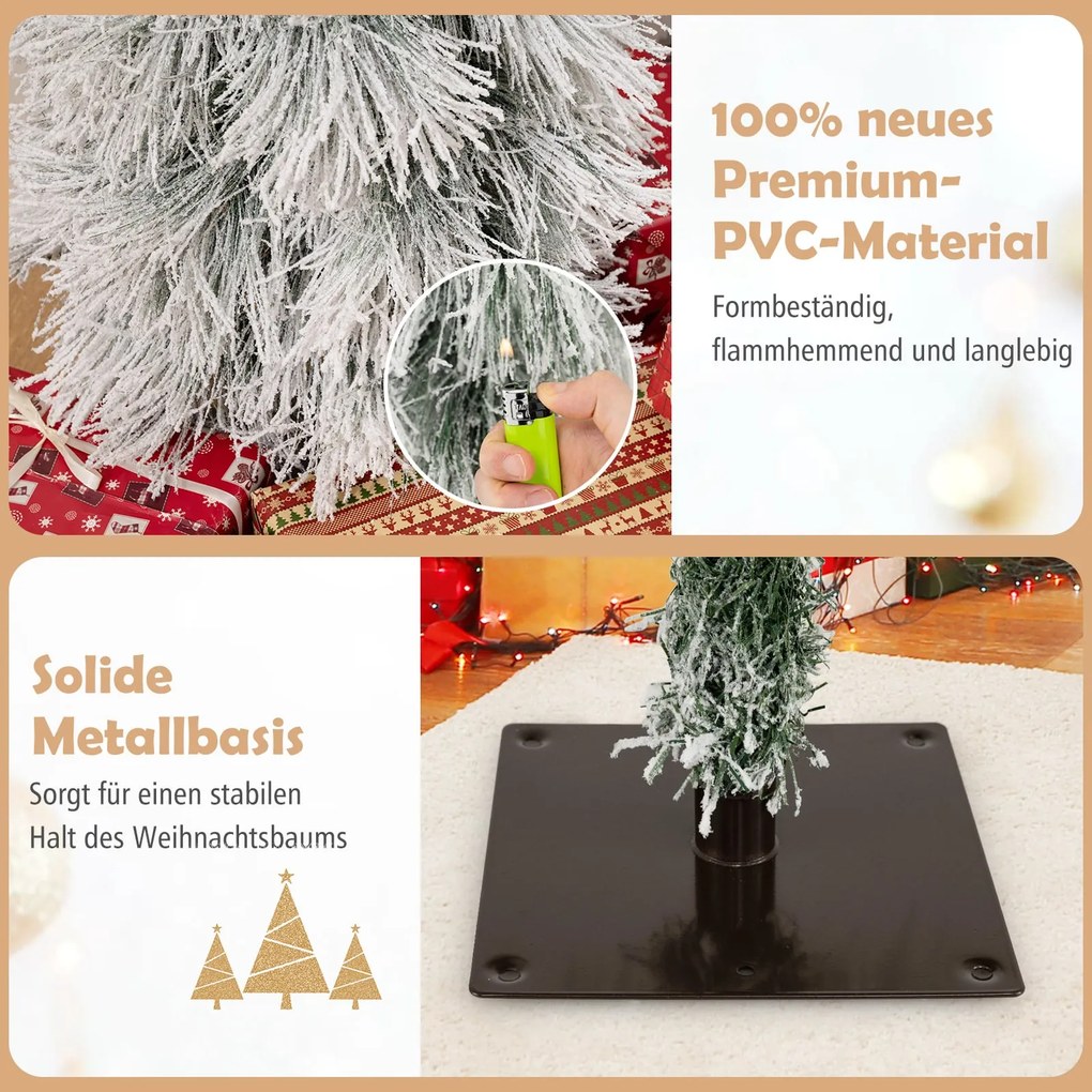 Costway Sada 3 umělých vánočních stromků 90 cm 120 cm 150 cm s osvětlením sněhem