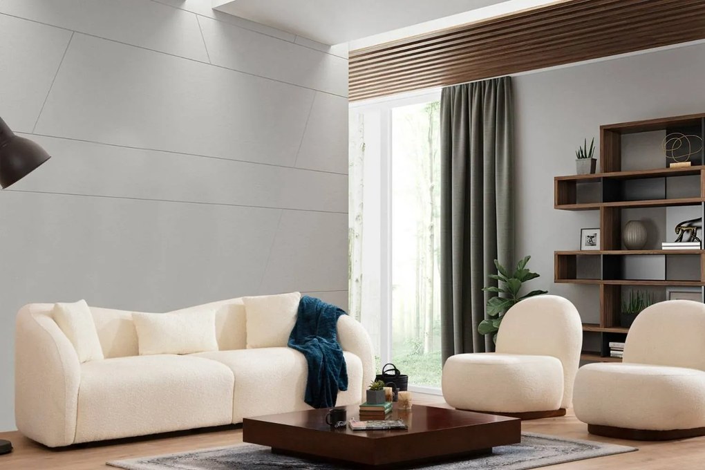 Designová 3-místná sedačka Wiley 236 cm krémová