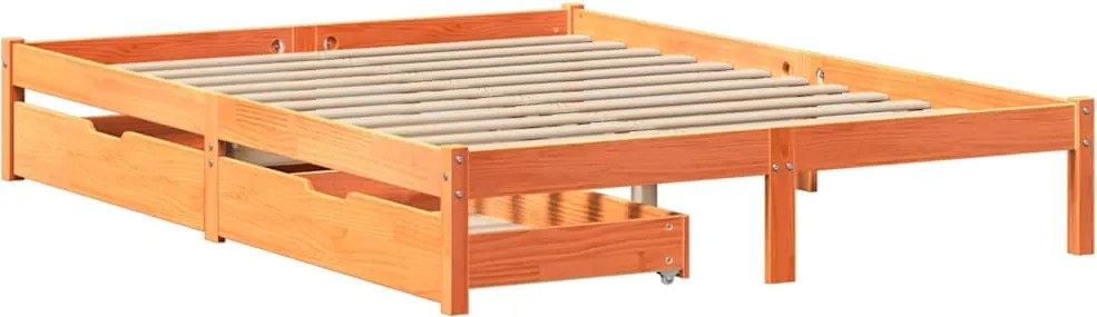 Postel bez matrace voskově hnědá 160 x 200 cm masivní borovice 3301456