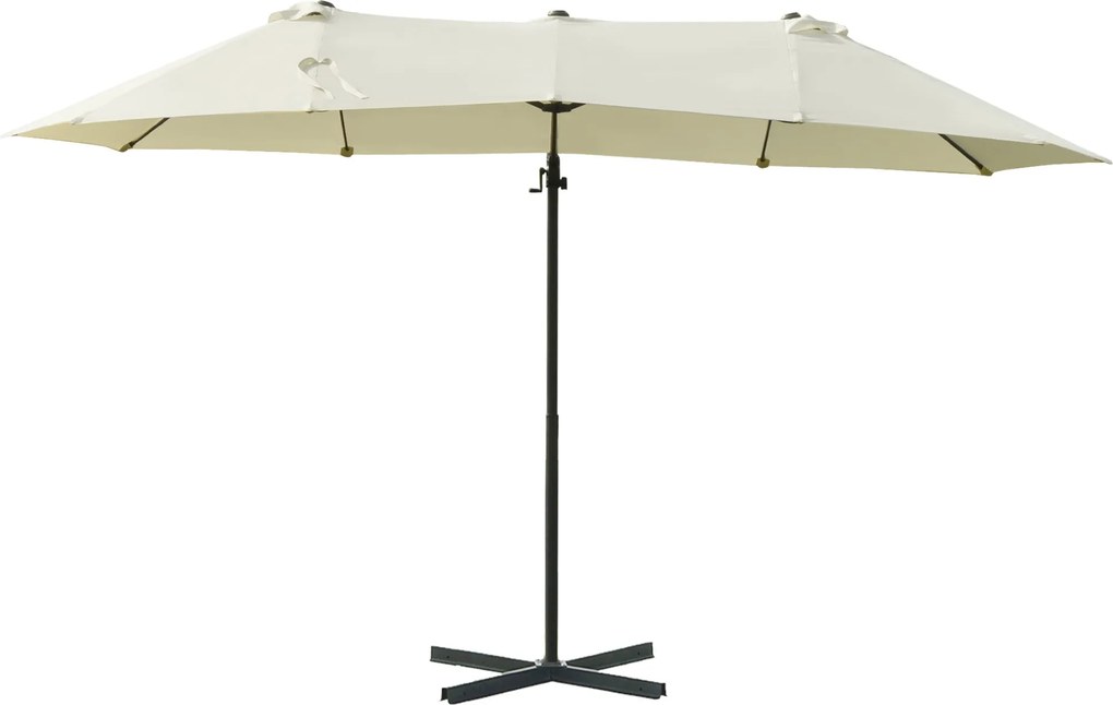 Outsunny Sluneční Umbrella Dvojitý Umbrella Oválný 445x270cm Křídlový Umbrella s Kličkou, Zahradní Sluneční Umbrella Krémově Bílá | Aosom