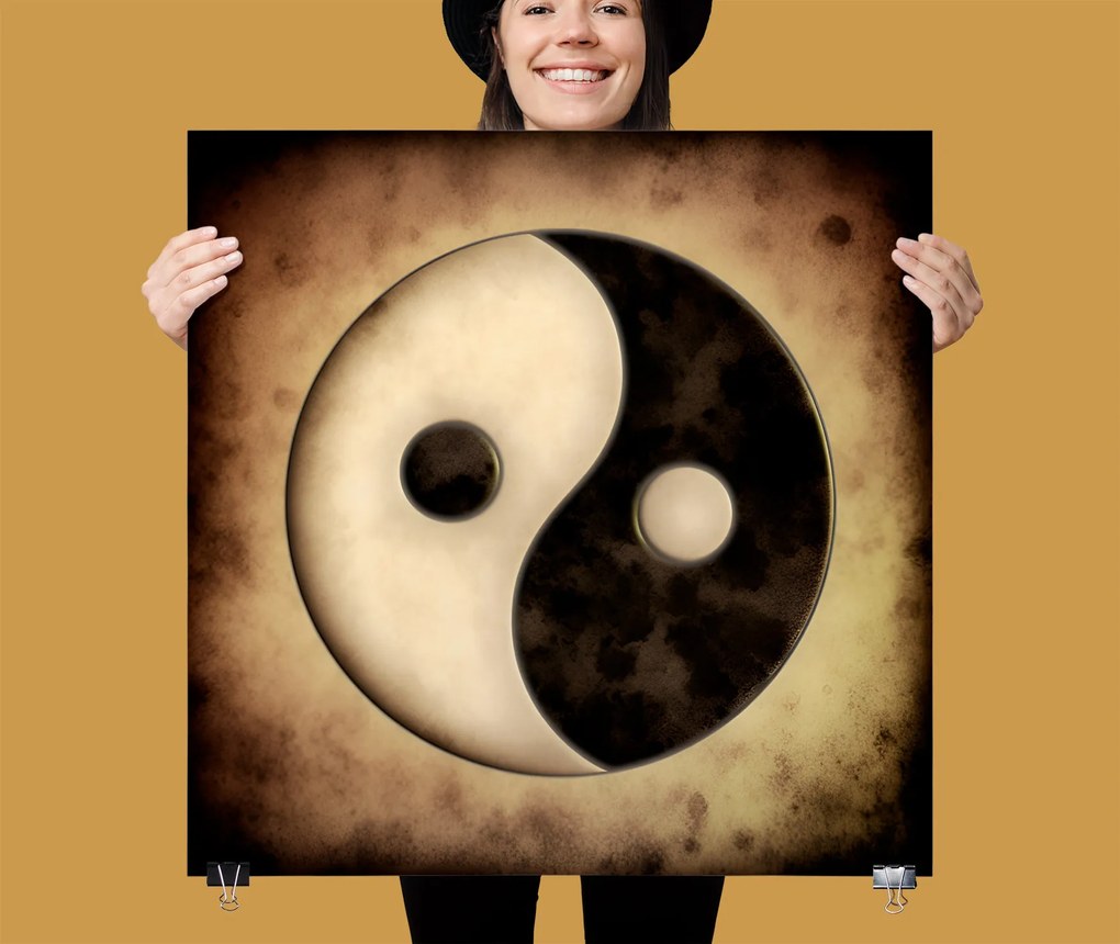 Plakát - Yin Yang vintage FeelHappy.cz Velikost plakátu: 120 x 120 cm