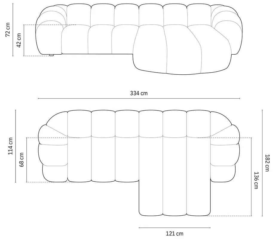 Světle šedá rohová pohovka (pravý roh) Diana – Micadoni