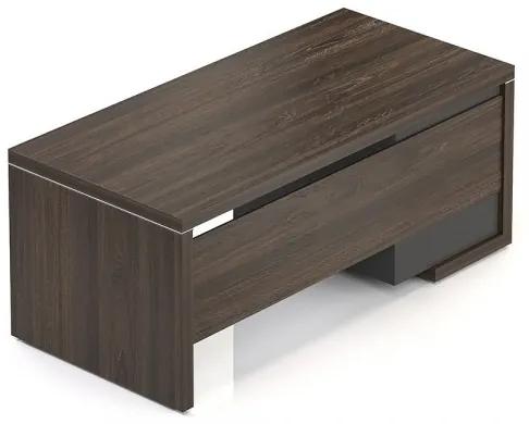 Stůl Lineart 180 x 85 cm + levý kontejner a krycí panel / Jilm tmavý a antracit