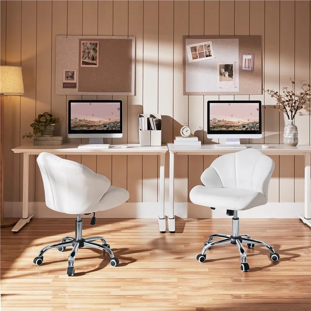Kancelářská židle Yaheetech – bílá, 60 cm (šířka) × 60 cm (hloubka) × 76,5 cm – 86 cm (266901824875)