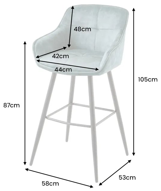 Designová barová židle Natasha petrolejový samet