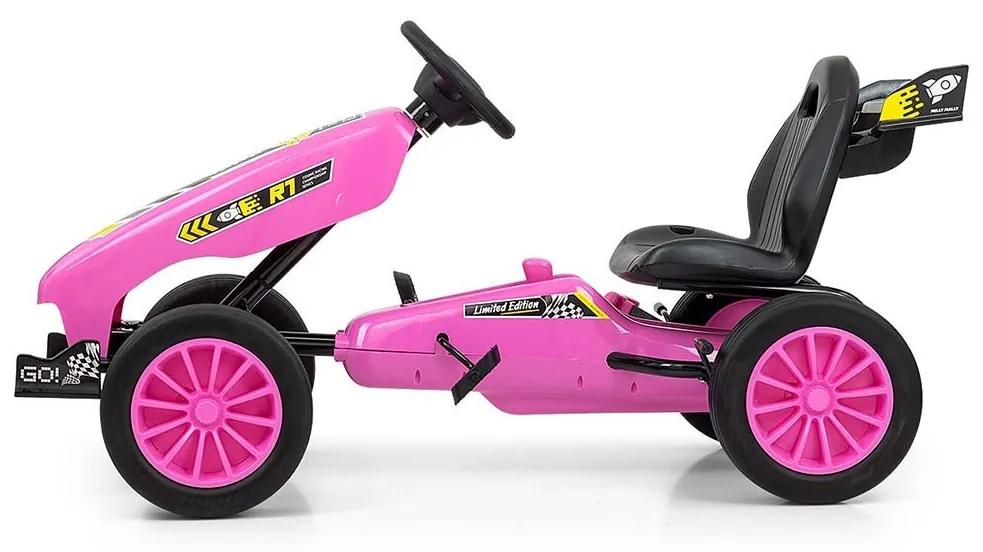 MILLY MALLY Dětská šlapací motokára Go-kart Milly Mally Rocket růžová