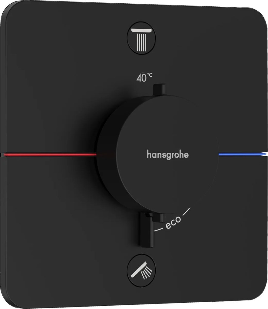 Hansgrohe ShowerSelect Comfort Q, termostat pod omítku pro 2 spotřebiče, černá matná, HAN-15583670