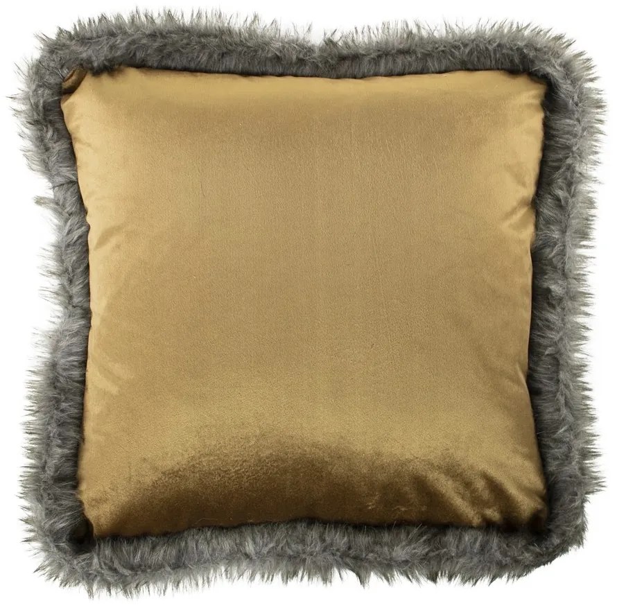 Měděný sametový polštář lemovaný kožešinou Copp - 45*45*10cm