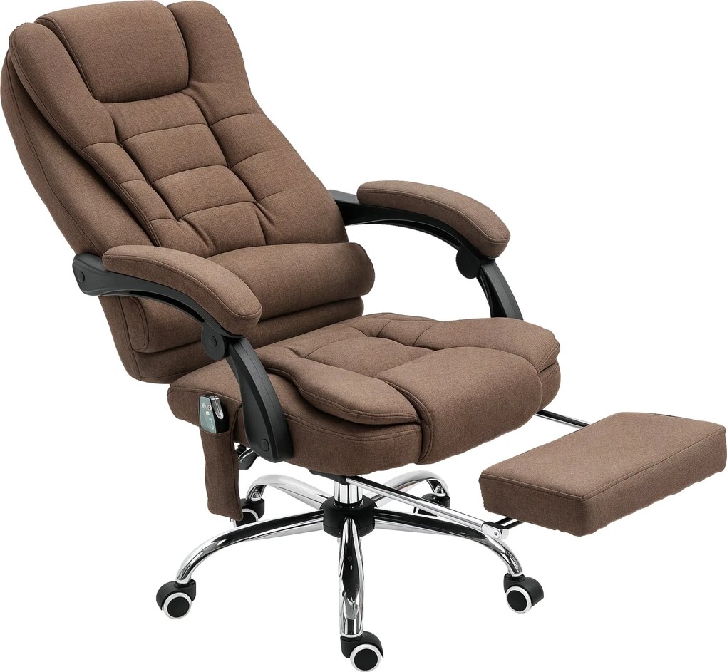 Vinsetto Masážní a Hřejivá Kancelářská Židle Ergonomická Kancelářská Židle S Nastavitelnou Výškou Sklopné Zádové Opěrky S Odkládacím Podnožím + Integ…