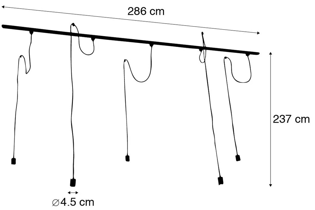 Moderní kolejnicový systém s 5 závěsnými světly černý 1-fázový - Iconic Cavalux