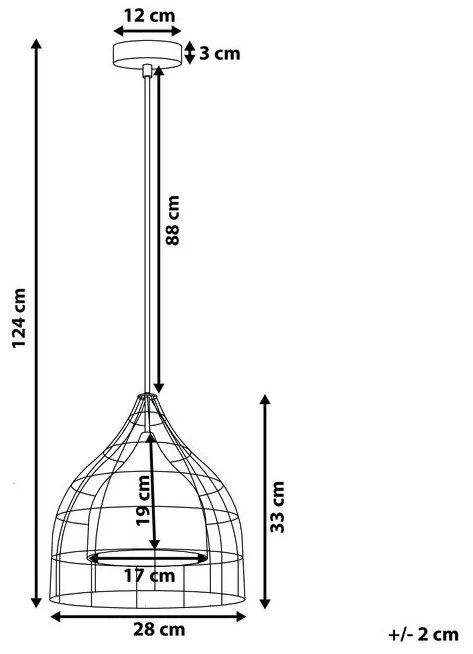 Měděná závěsná lampa TRESA Beliani