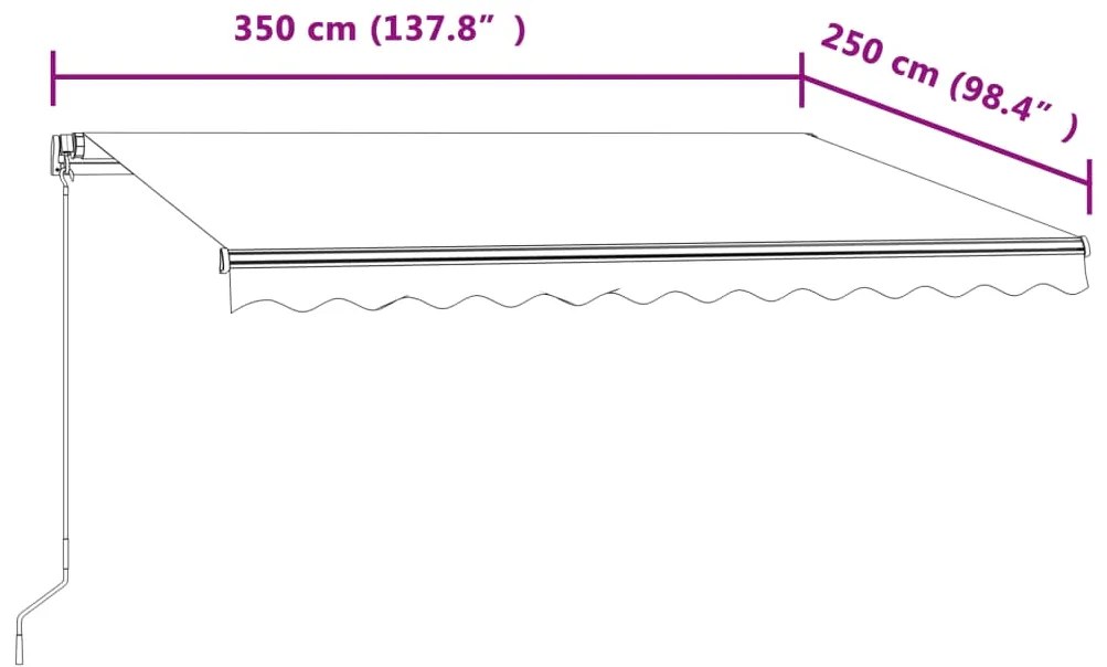 vidaXL Marketos Automatická zatahovací markýza 350 x 250 cm krémová