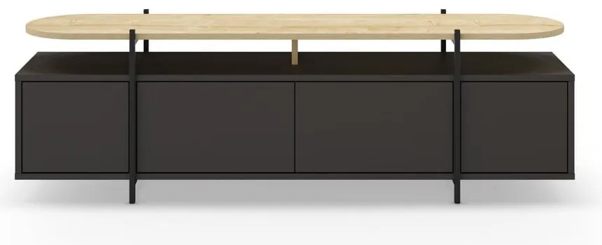 Černý TV stolek v dekoru dubu 160x48 cm Hinoa – Marckeric