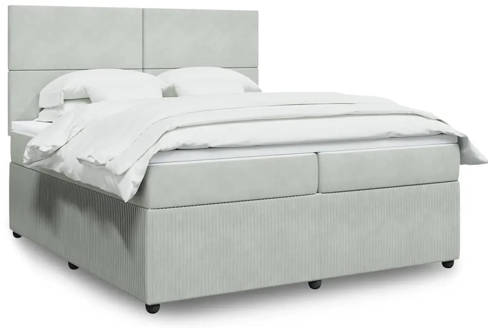 Box spring postel s matrací světle šedá 200x200 cm samet 3294724