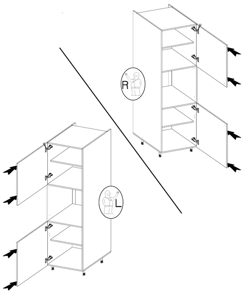 NESSANT se | vysoká skříňka 60 DP-215 2F na vestavnou troubu | 60 cm | šedá
