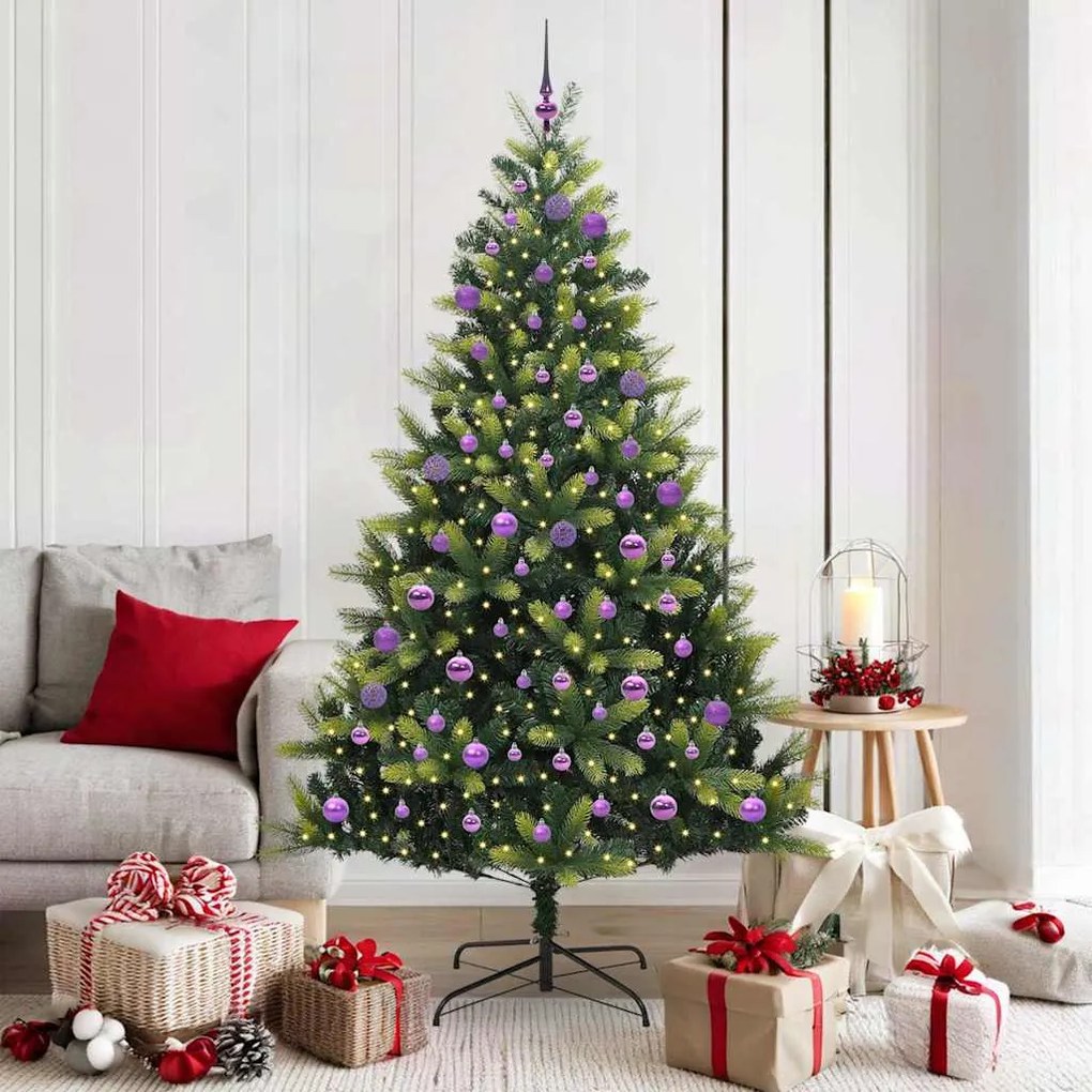 Umělý skládací vánoční stromeček 300 LED Zelená 180 cm PVC a PE 3395997