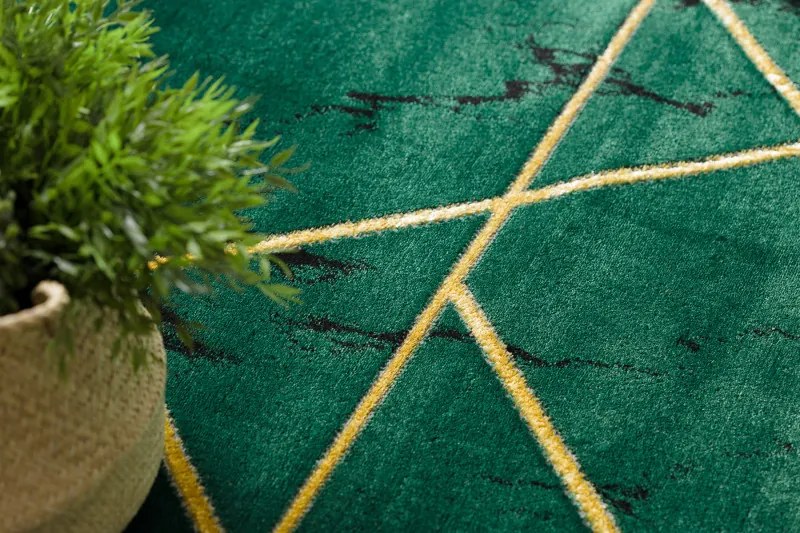 Dywany Łuszczów, Kusový koberec Emerald geometric 1012 green and gold kruh, 200x200 (průměr) kruh, zelená, chodba / předsíň