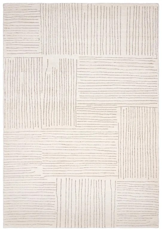Kusový koberec vlněný ESTONIA EST-33 Ručně tkaný krémový šedý Rozměr: 80x150 cm