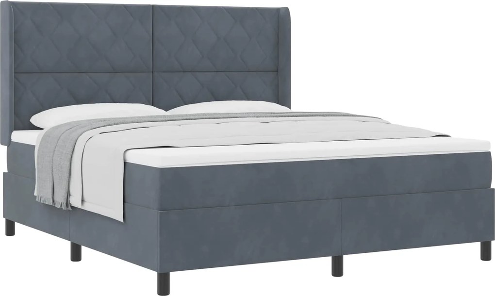 Postel s boxspringem s čelo Tmavě šedá 180 x 200 cm samet 3342075