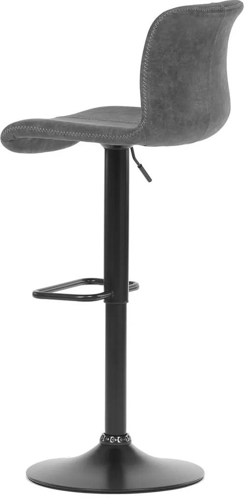 Autronic Židle barová, šedá látka v imitaci broušené kůže, černá podnož, výškově stavitelná AUB-806 GREY3