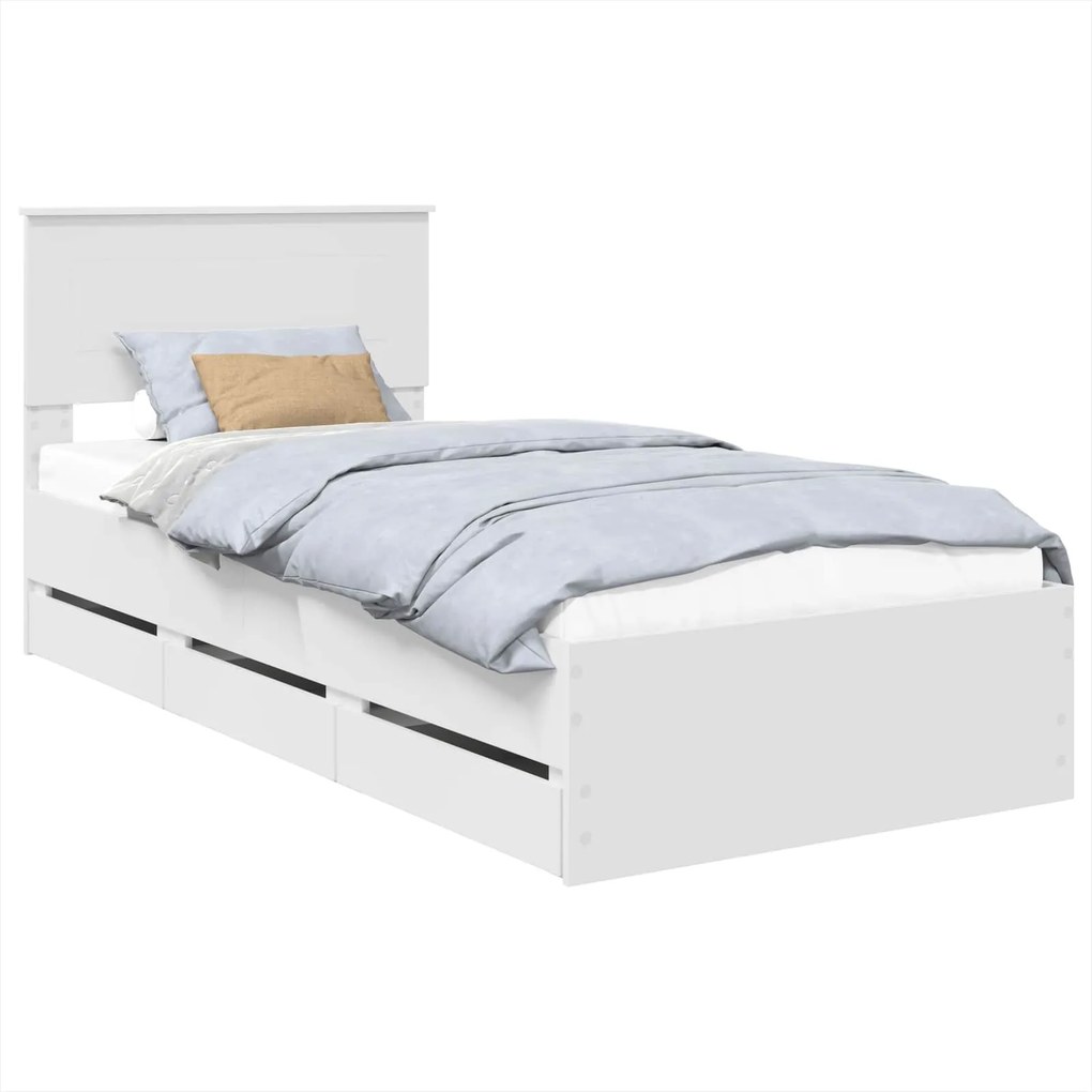 Rám postele se zásuvkou Bílá 90 x 200 cm Inženýrské dřevo 3408026