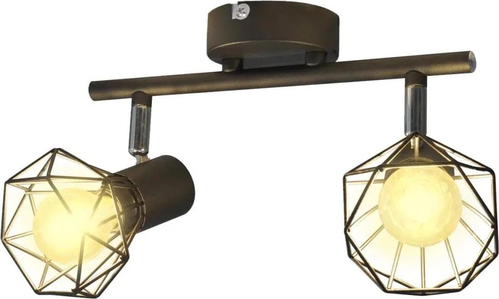 vidaXL Černé industriální drátěné stínidlo se 2 bodovými LED žárovkami [242266]