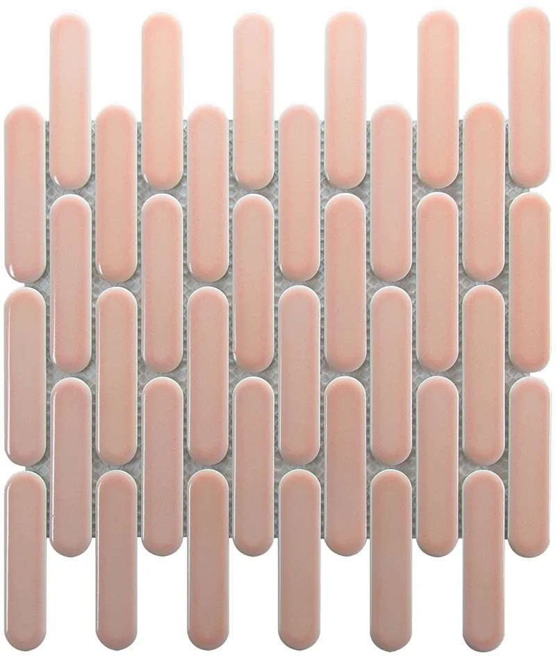 The Mosaic Factory Keramická mozaika růžová Mozaika Pink Oval 2,3x9,8 (30x30) cm - SEO23078