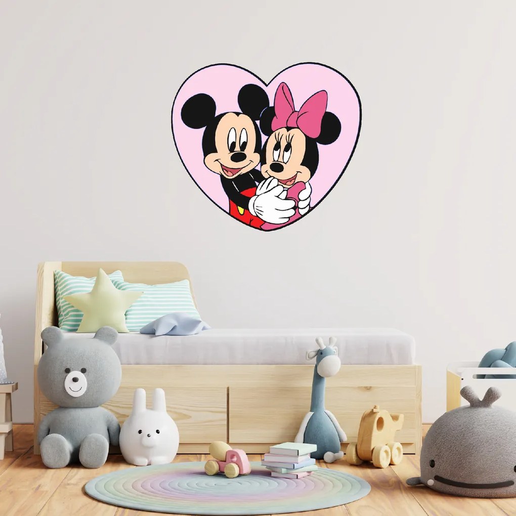 Samolepka na zeď "Mickey a Minnie v srdíčku"