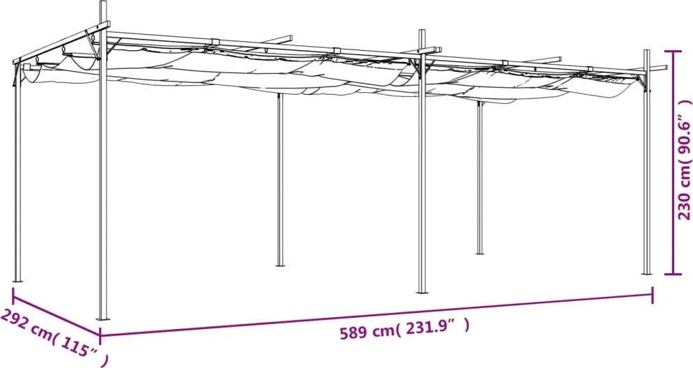 vidaXL Pergola se zatahovací střechou 589 x 292 x 230 cm [360120] Barva: taupe