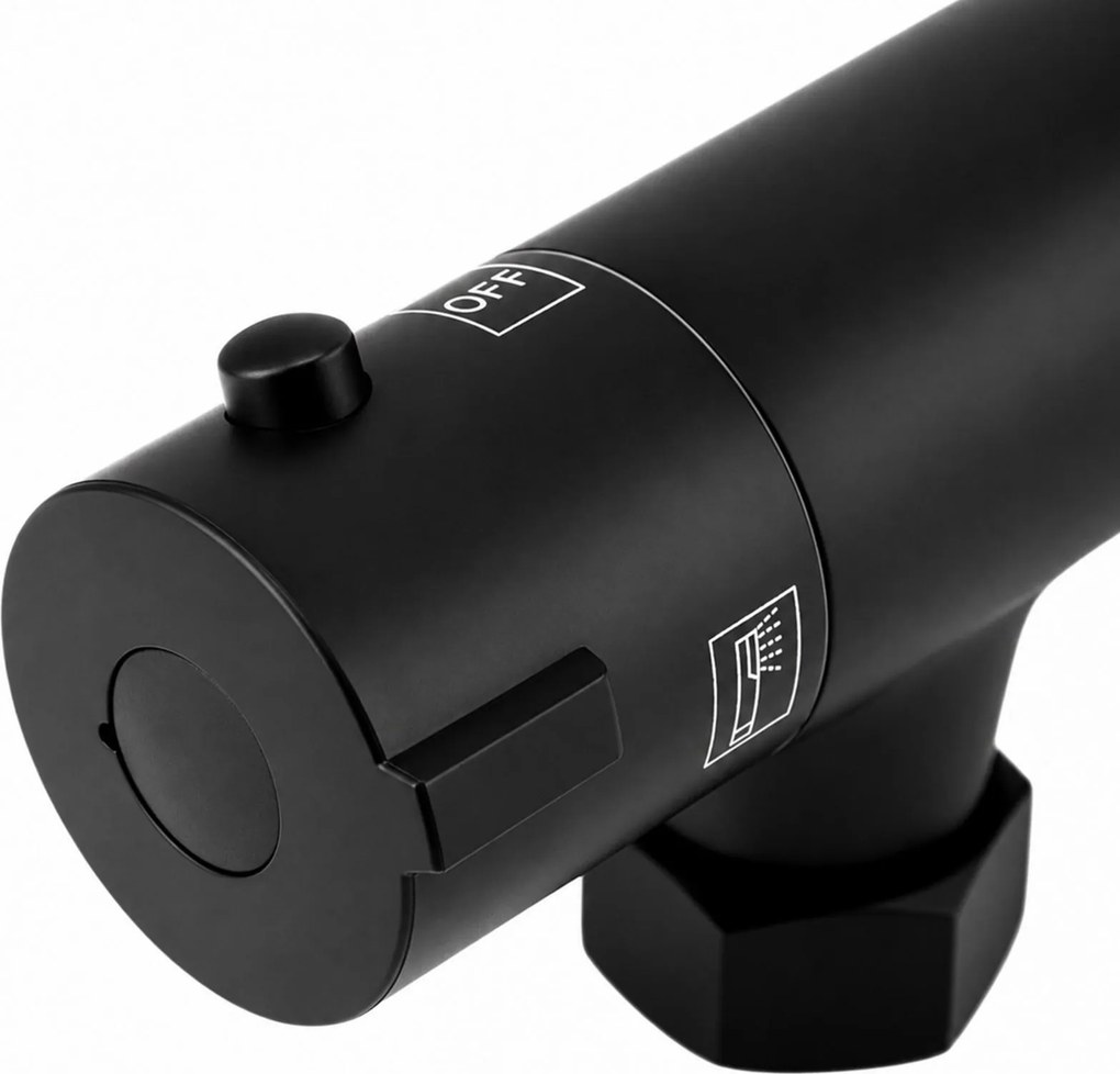 Erga Dubaj, sprchový set s termostatickou baterií a hlavovou sprchou 30 cm, černá matná, ERG-YKA-BP.DUBAJ-THERM-30-BLK