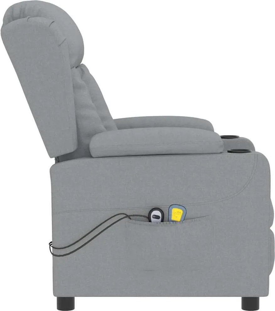 Elektrické masážní křeslo světle šedé textil 3098789