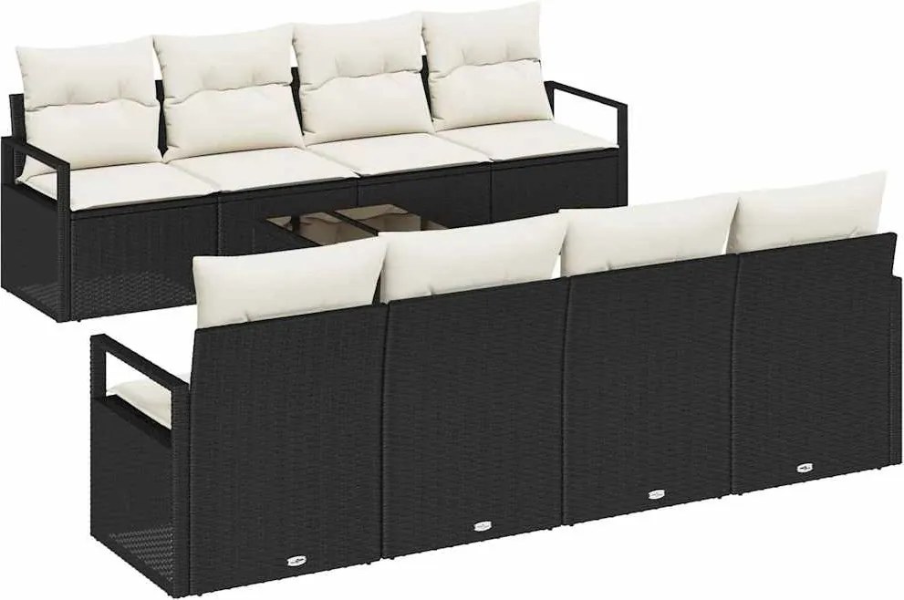 Set pohovek 7 ks 6-Počet míst Černá a krémová polyratan 3346307