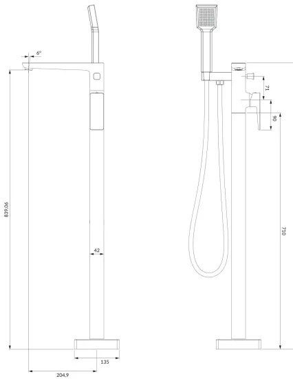 OMNIRES PM7433CR - Volně stojící vanová sada s baterií PARMA lesklý chrom