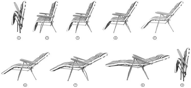 Zahradní křeslo Rhodos, bílo-modré, polohovatelné