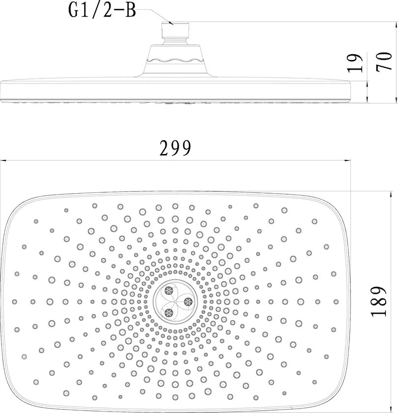 Mereo Mereo, Talířová sprcha horní 300 x 190 mm s kloubem, plast, CB585B